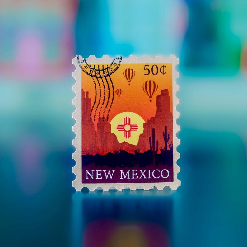New Mexico State Travel Stamp Vinyl Sticker | New Mexico Zia Sun Travel ...