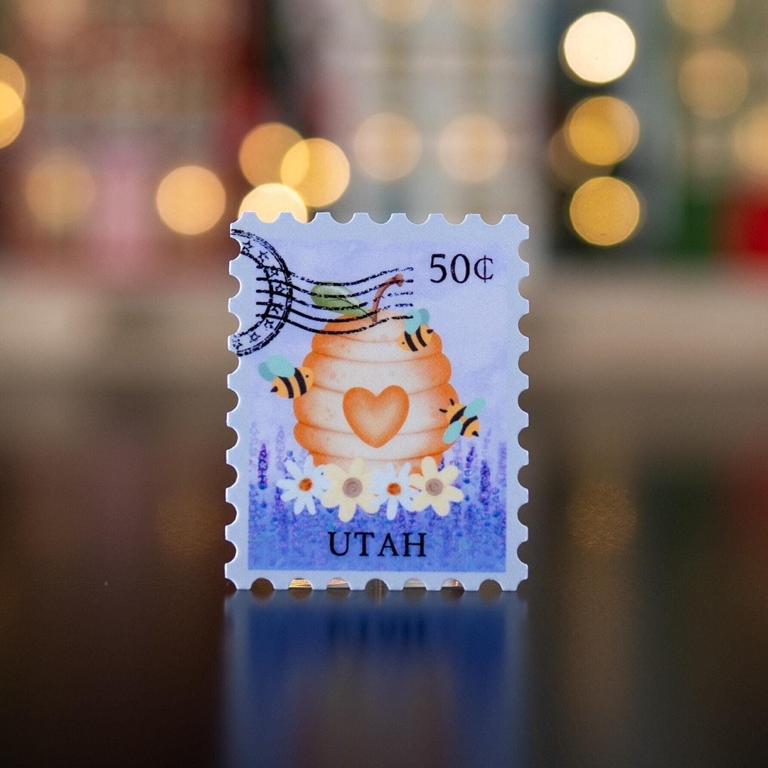 Utah State Postage Stamp Vinyl Sticker | UT Beehive Postage Stamp ...