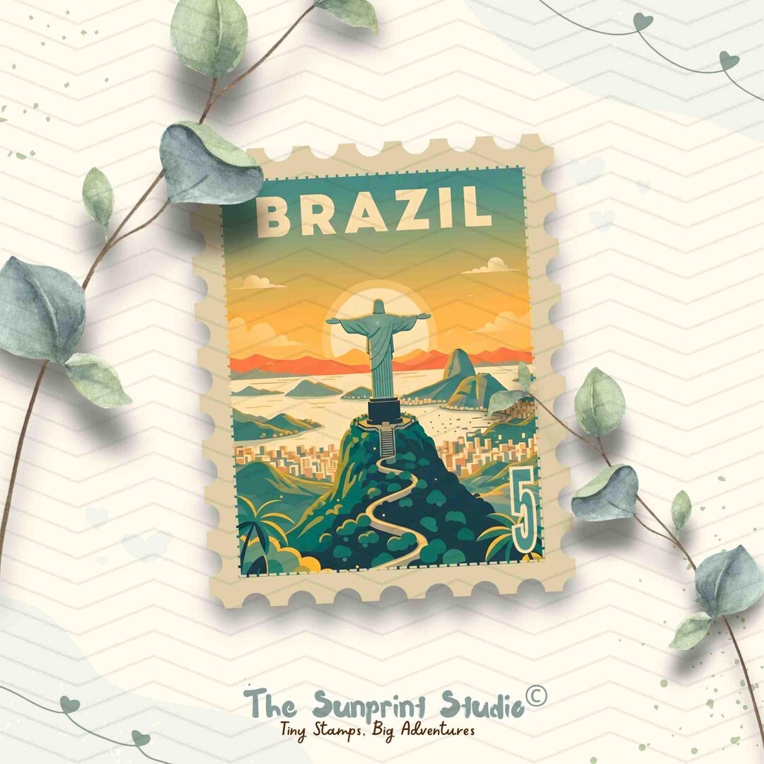 Brazil Travel Stamp Vinyl Sticker | Rio De Janeiro Christ the Redeemer ...