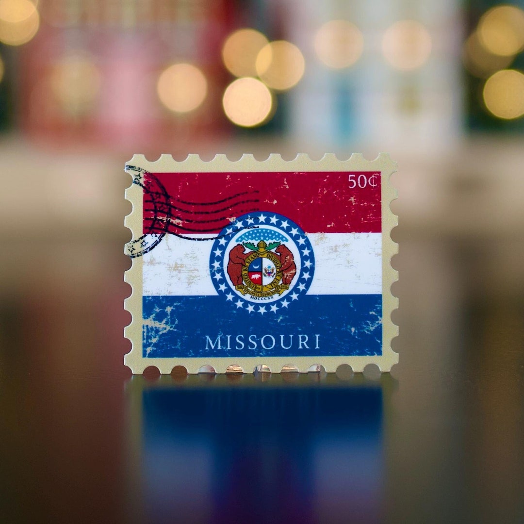 Missouri State Flag Vinyl Sticker | MO Travel Stamp Style | Laptop iPad ...