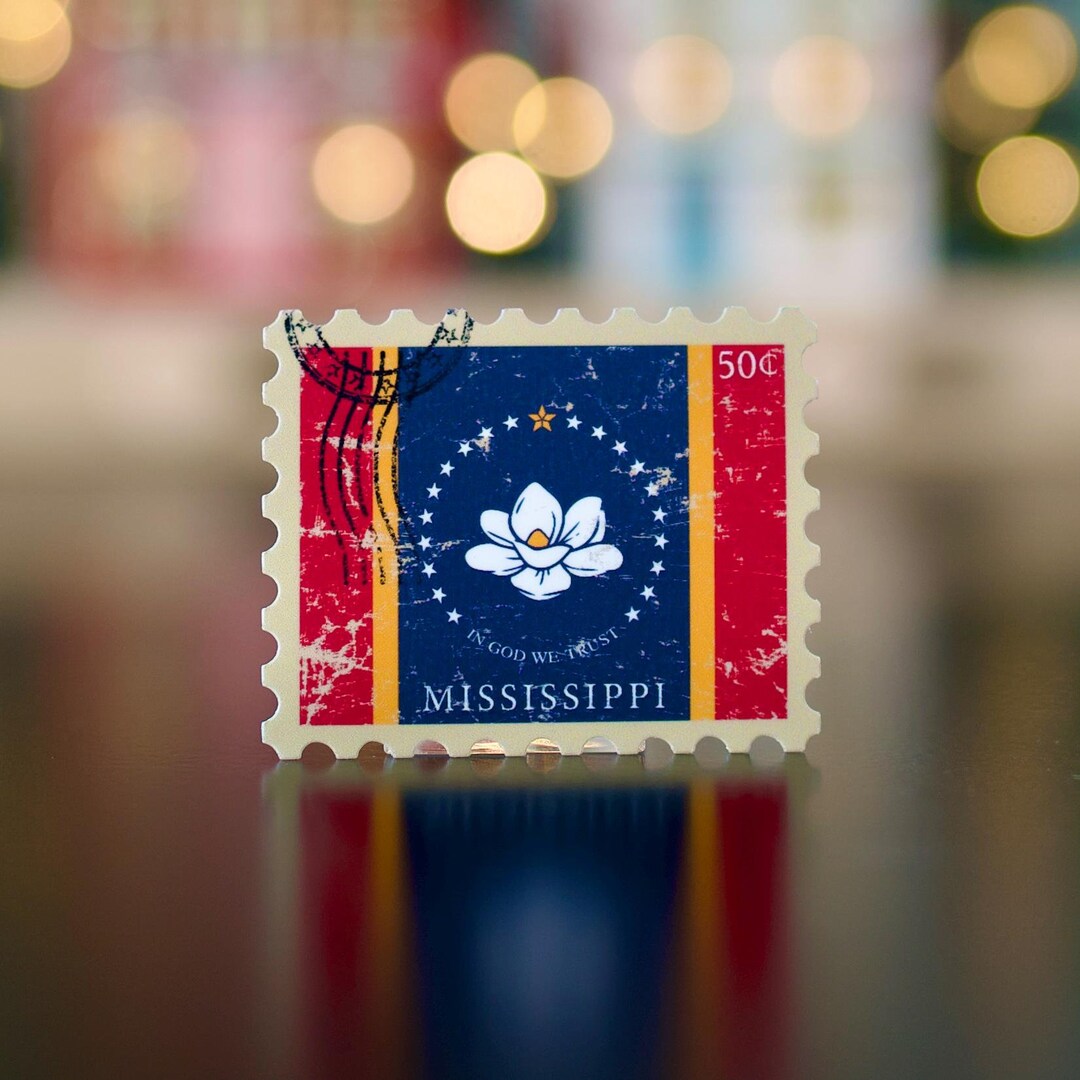 Mississippi State Flag Vinyl Sticker | MS Travel Stamp Style | Laptop ...