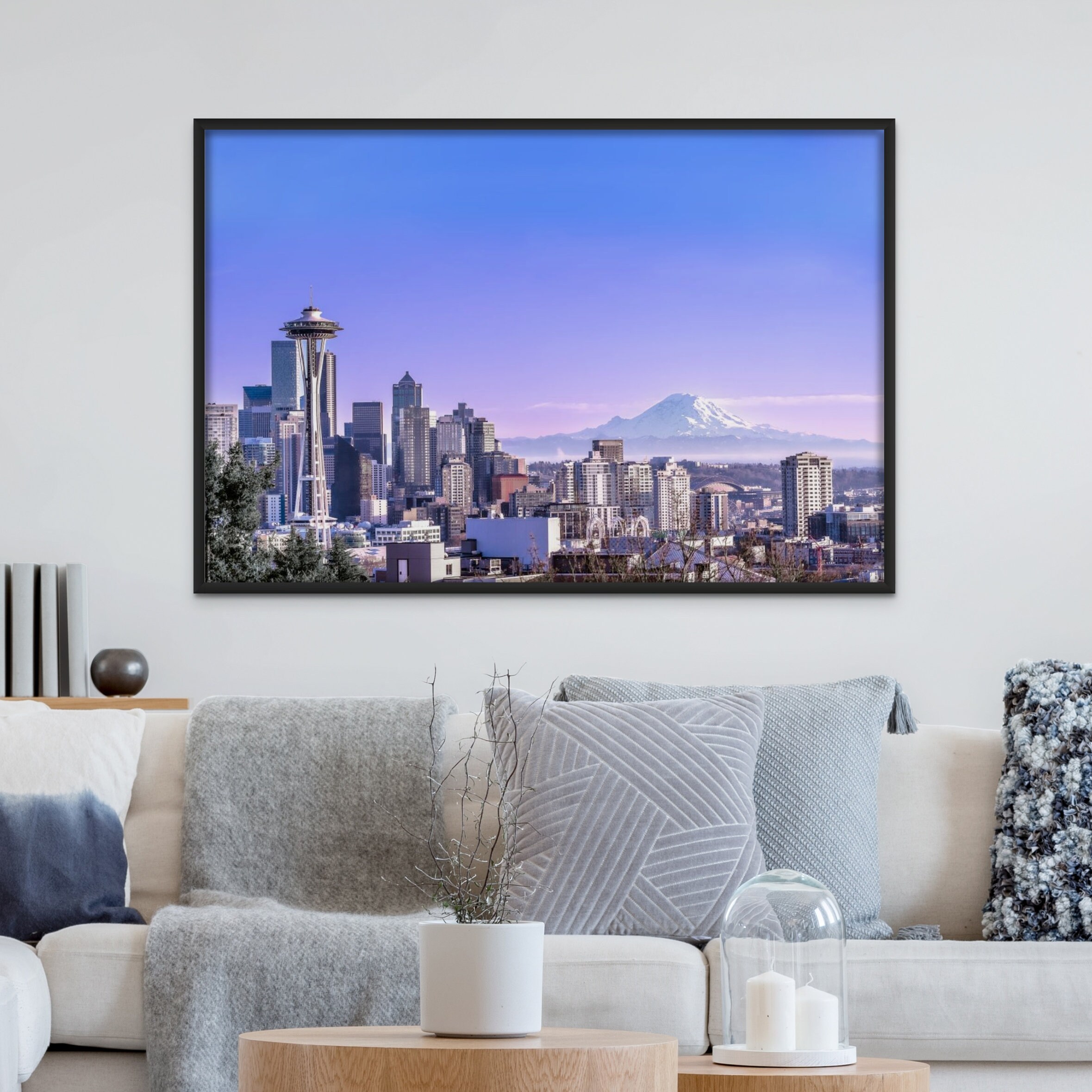 Seattle Skyline Space Needle and Mt. Rainier Fine Art Print Landscape ...
