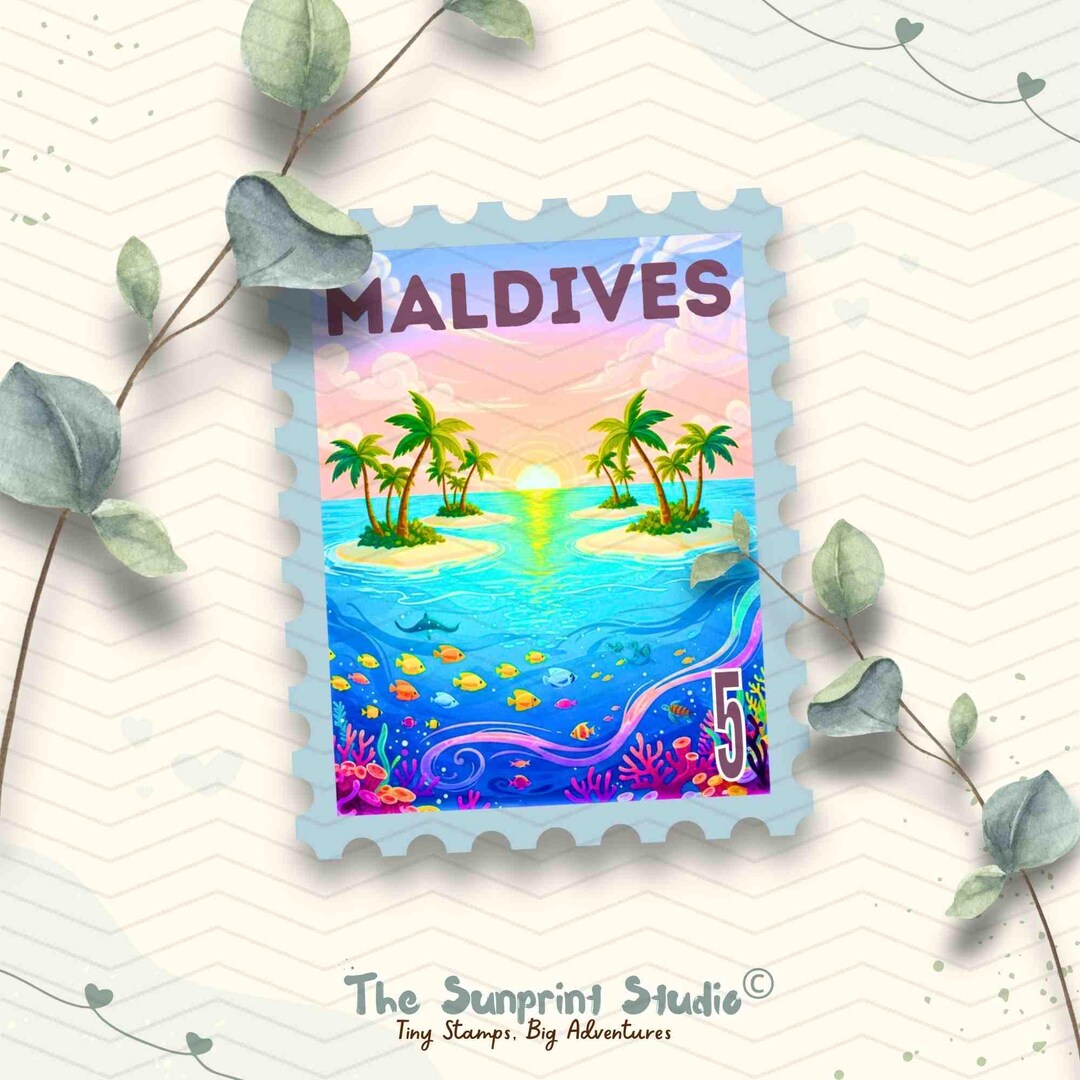 Maldives Travel Stamp Vinyl Sticker | Maldives Stamp Sticker | Laptop ...