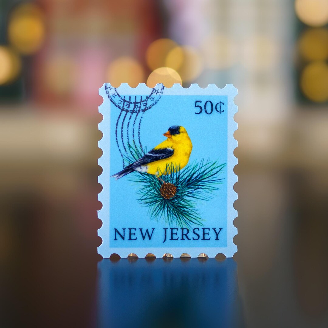 New Jersey State Postage Stamp Vinyl Sticker | NJ State Bird Postage ...