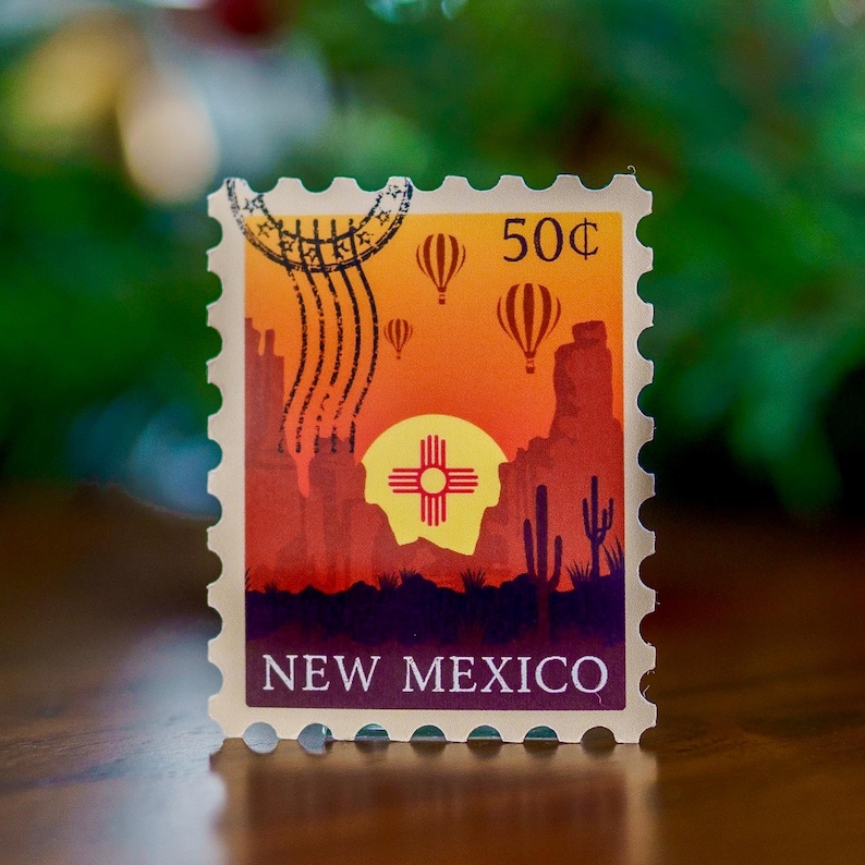 New Mexico State Travel Stamp Vinyl Sticker | New Mexico Zia Sun Travel ...