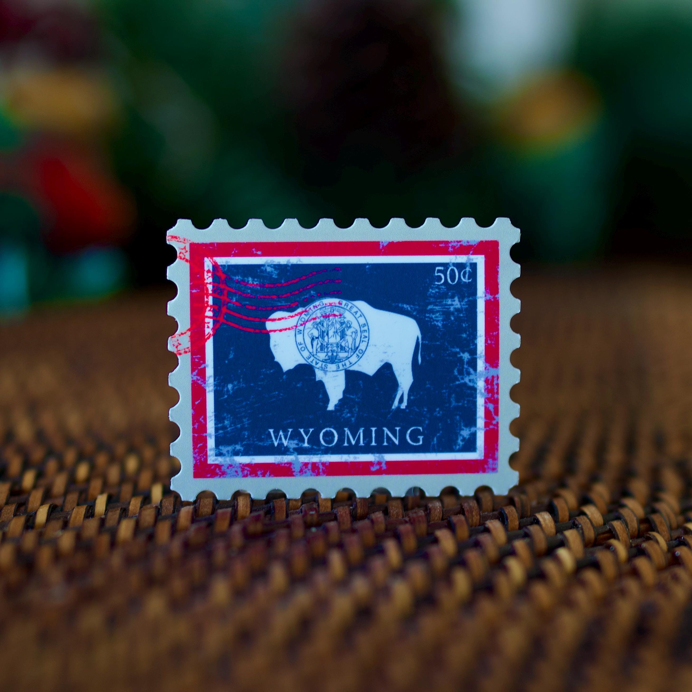 Wyoming State Flag Vinyl Sticker | WY Vintage Postage Stamp | Laptop ...