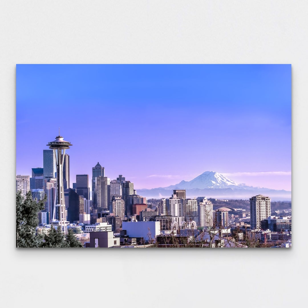 Seattle Skyline Space Needle and Mt. Rainier Fine Art Print Landscape ...