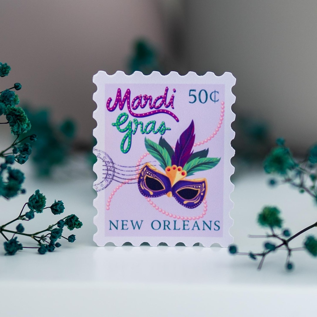 New Orleans Mardi Gras Vinyl Sticker | New Orleans Stamp | Laptop iPad ...