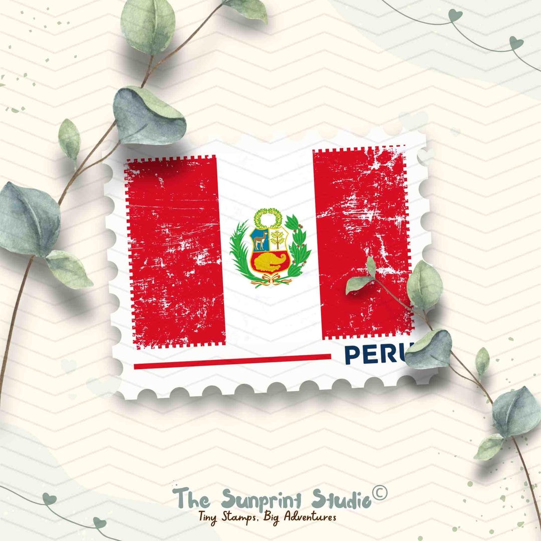 Peru Travel Stamp Vinyl Sticker | Peruvian Flag Stamp Sticker | Laptop ...