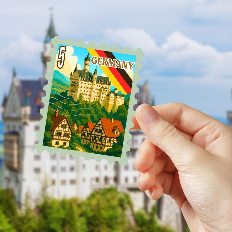 Germany Travel Stamp Vinyl Sticker | Neuschwanstein Castle Stamp ...