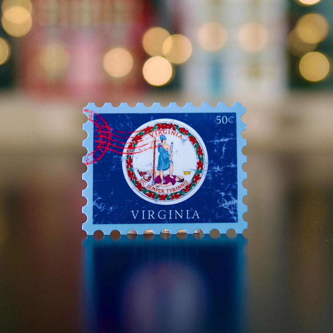 Virginia State Flag Vinyl Sticker | VA Travel Stamp Style | Laptop iPad ...
