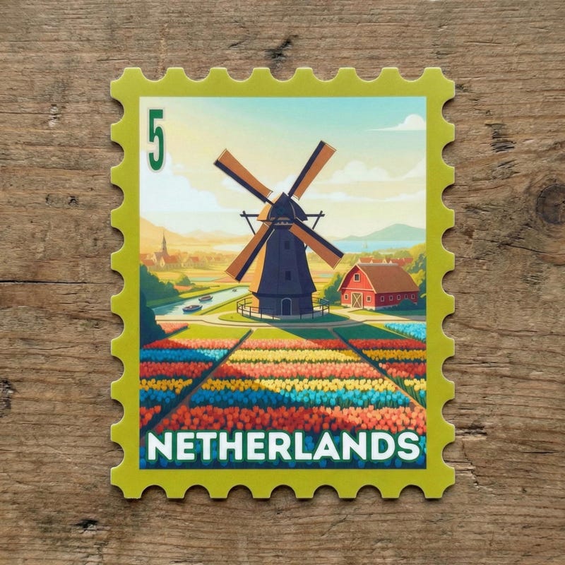 Netherlands Stamp Sticker - Etsy