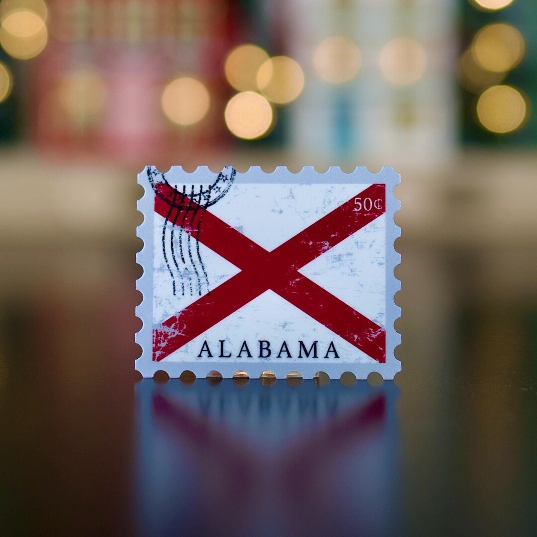 Alabama State Flag Vinyl Sticker | AL Travel Stamp Style | Laptop iPad ...