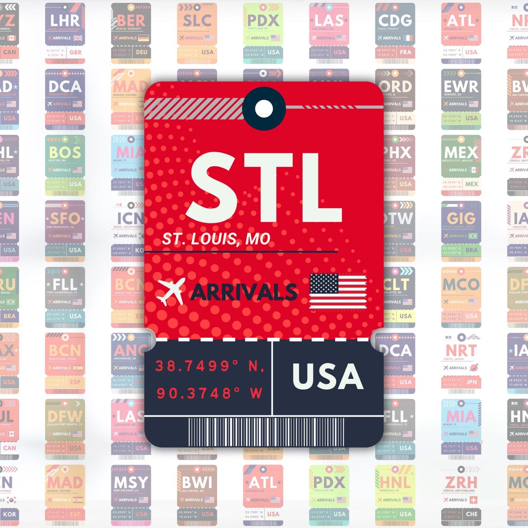St. Louis STL Airport Luggage Tag Sticker | Boarding Pass Travel ...