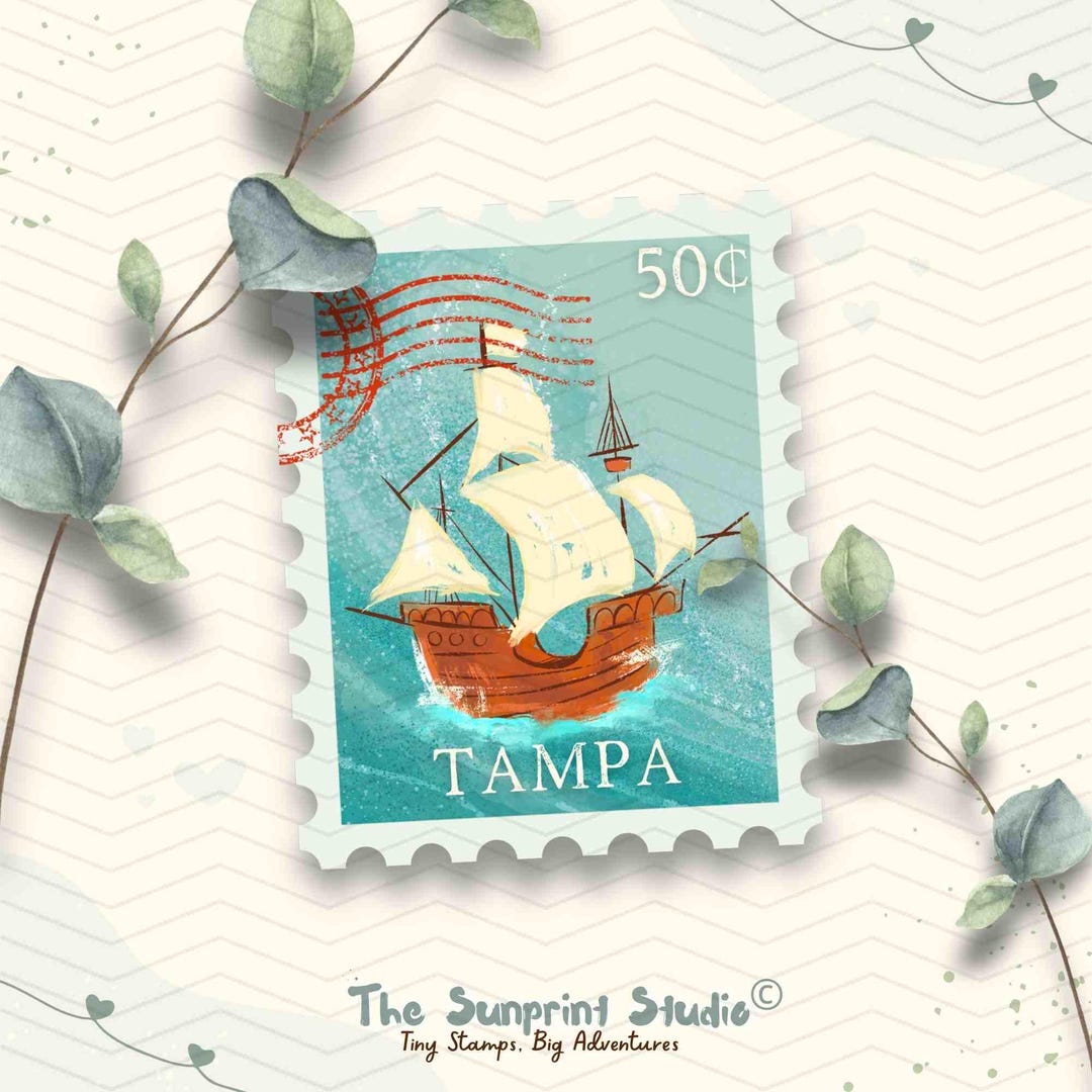 Tampa Florida Travel Stamp Vinyl Sticker | Tampa Florida Gasparilla ...
