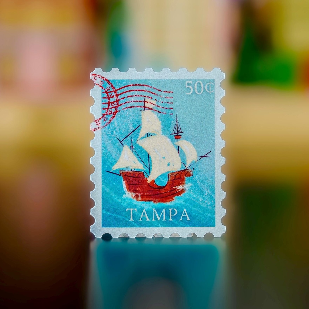 Tampa Florida Postage Stamp Vinyl Sticker | Tampa Florida Gasparilla ...