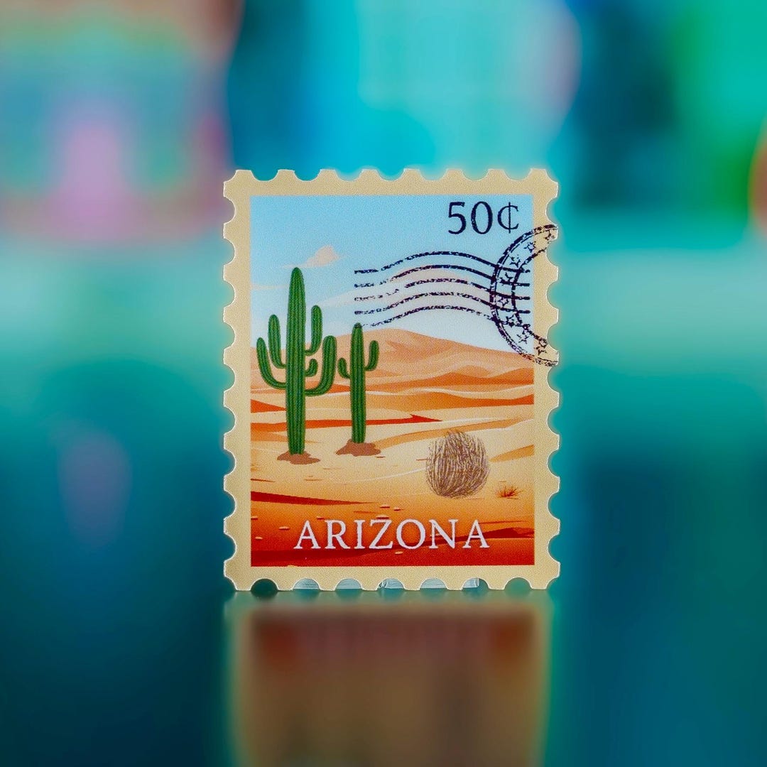 Arizona Desert Cactus State Postage Stamp Vinyl Sticker | AZ State ...