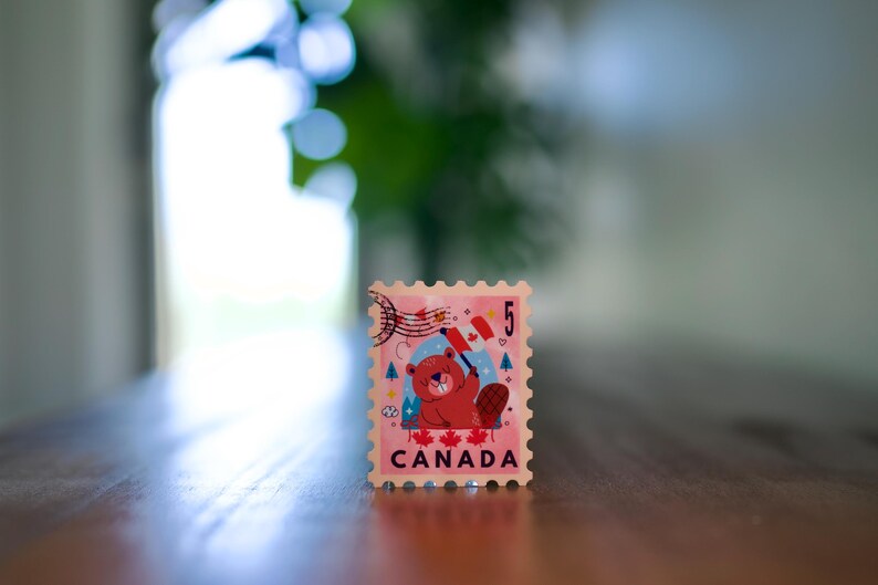 Canada Travel Stamp Vinyl Sticker | Cute Beaver Holding Canada Flag ...