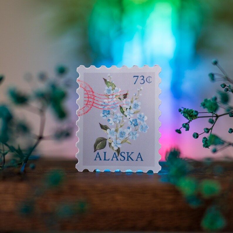Alaska Forget Me Not Flower Vinyl Sticker | AK State Travel Stamp ...