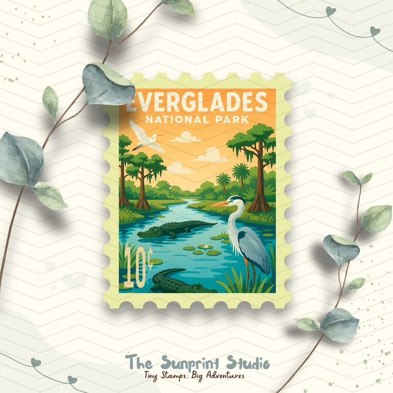 Everglades National Park Postage Stamp Vinyl Travel Sticker | Laptop ...