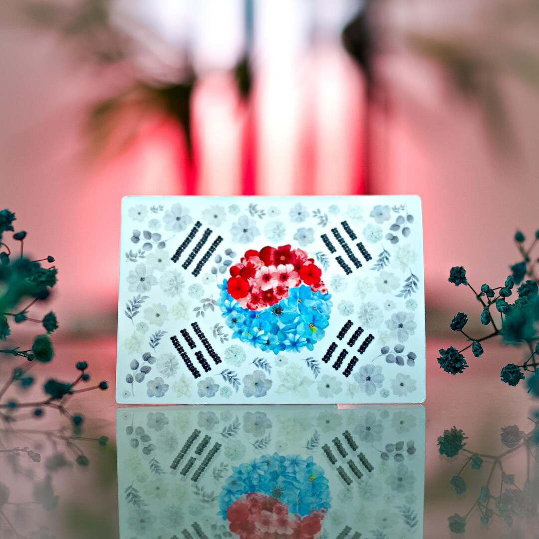 Korea Flag Vinyl Sticker | Korean Flag Floral Sticker | Laptop iPad ...