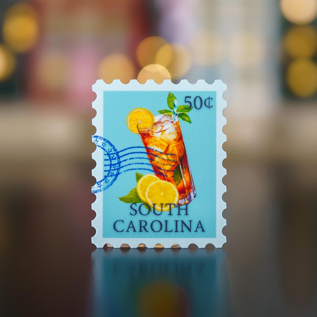 South Carolina State Travel Stamp Vinyl Sticker | SC Sweet Tea Travel ...