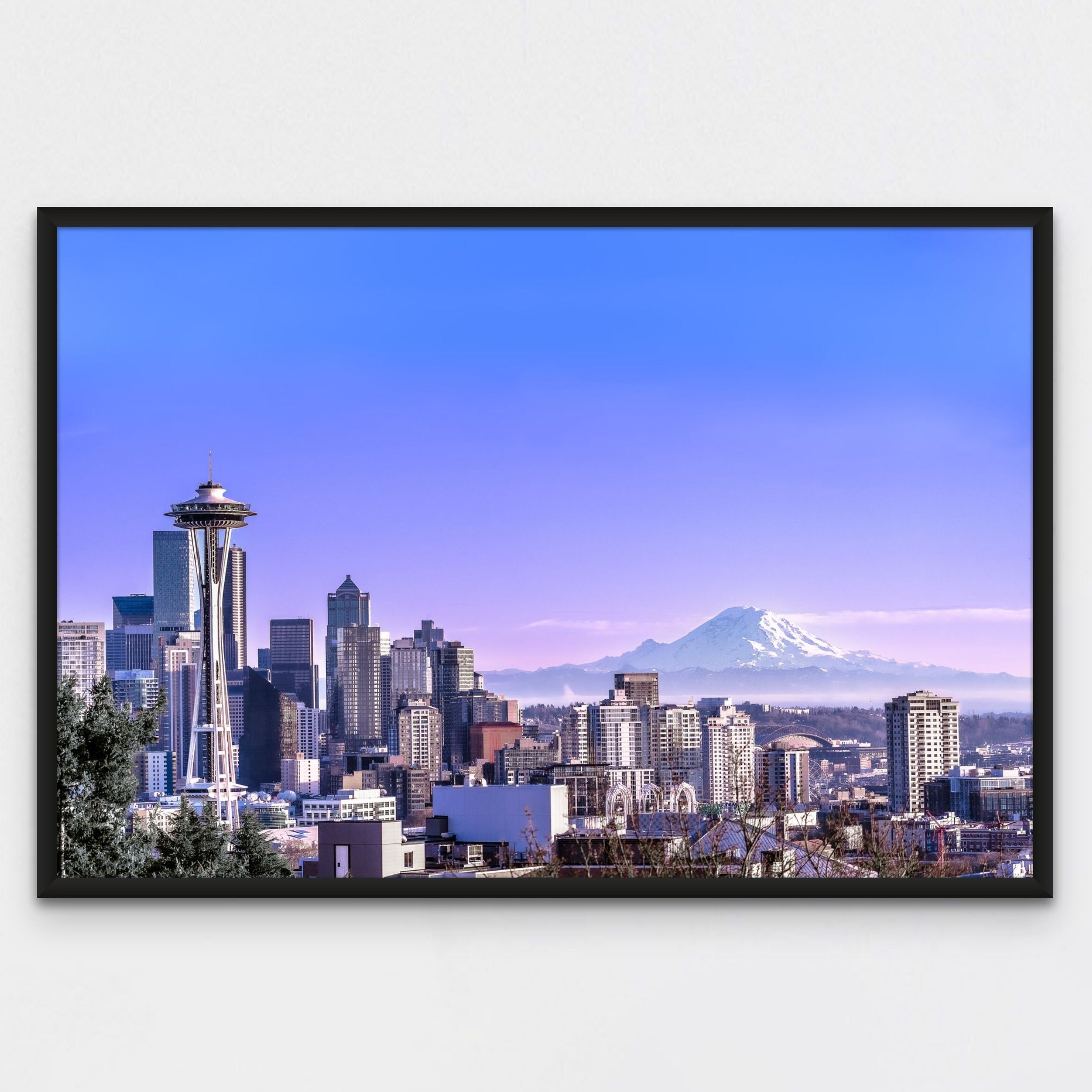 Seattle Skyline Space Needle and Mt. Rainier Fine Art Print Landscape ...