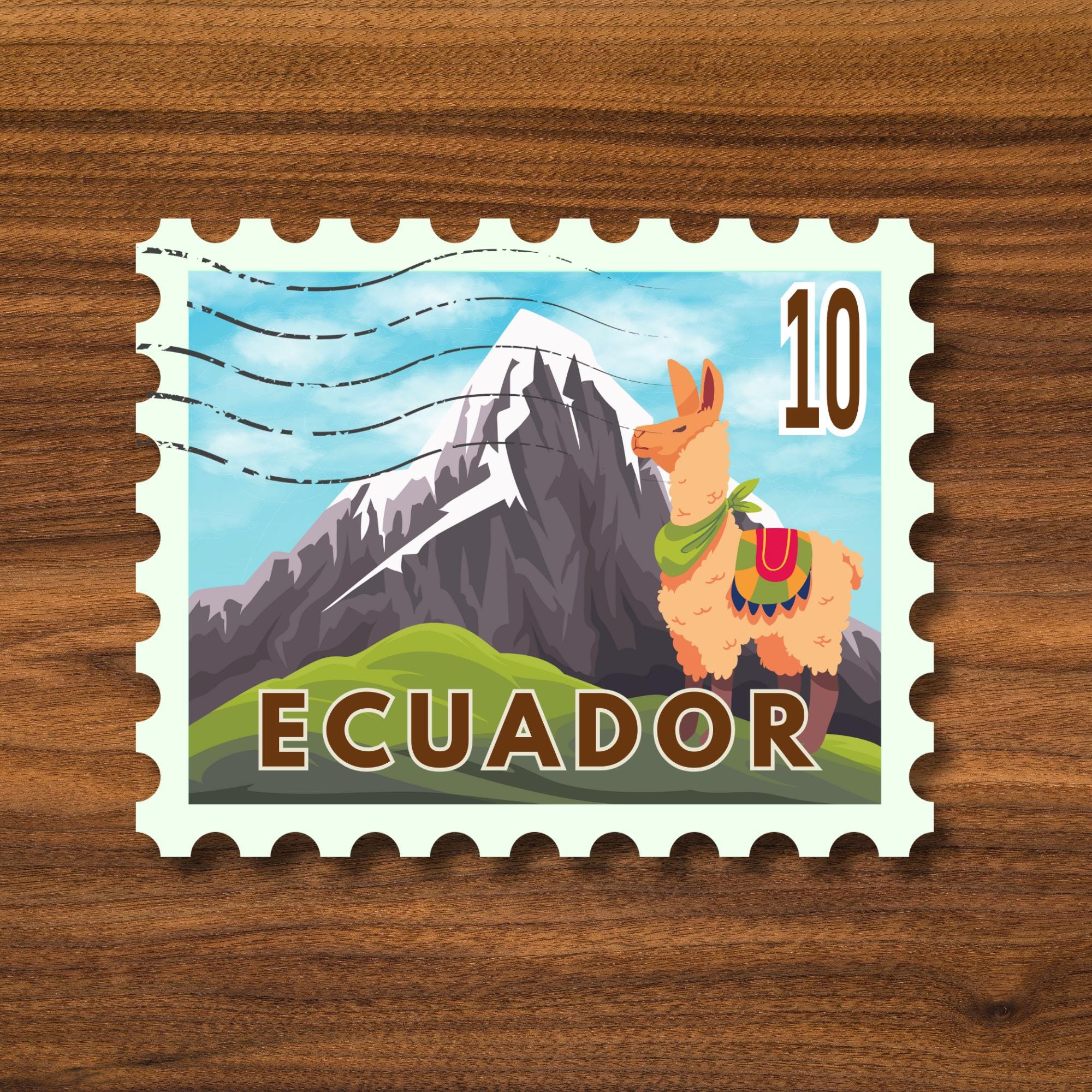 Ecuador Postage Stamp Vinyl Travel Sticker | Cotopaxi Mountain Volcano ...