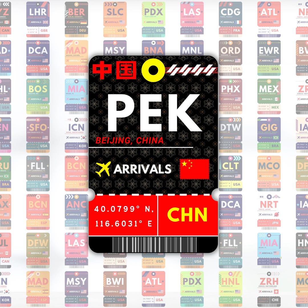 Beijing PEK Airport Luggage Tag Sticker | Boarding Pass Travel Sticker ...