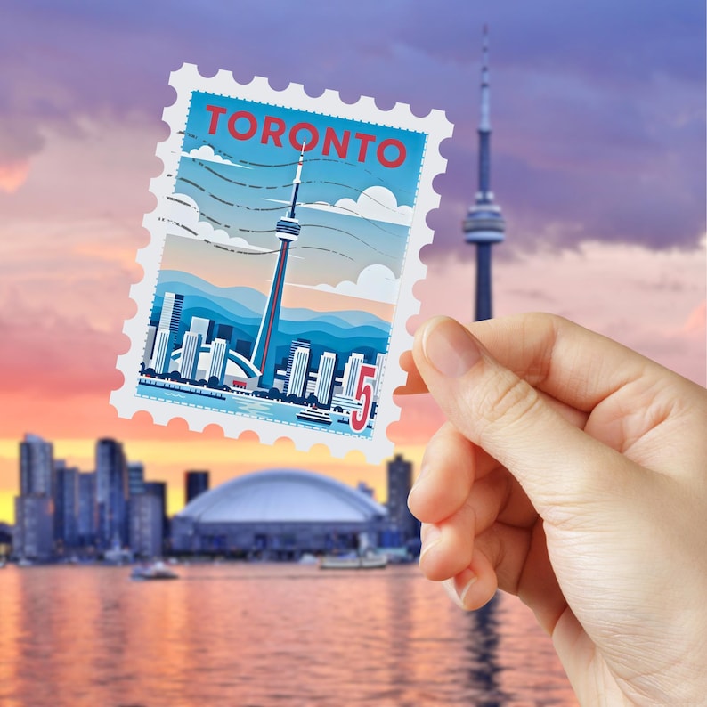 Toronto Canada Travel Stamp Vinyl Sticker | Toronto CN Tower Stamp ...