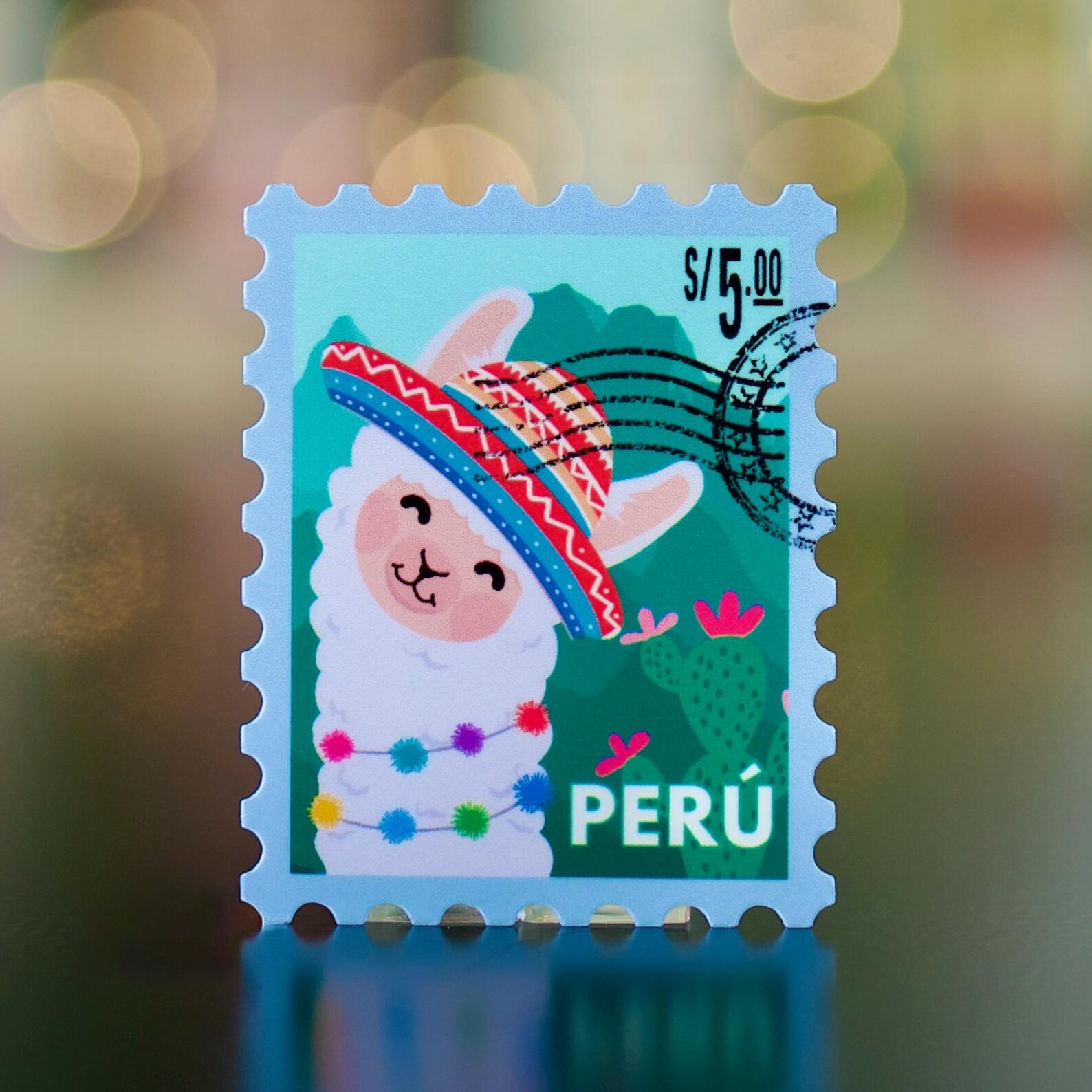 Peru Travel Stamp Vinyl Sticker | Cute Colorful Alpaca Peruvian Stamp ...