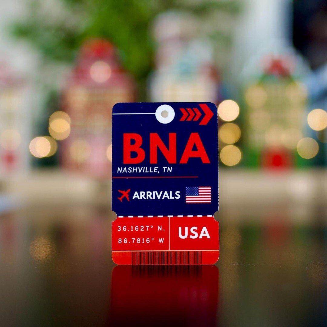 Nashville BNA Airport Luggage Tag Sticker | Boarding Pass Travel ...