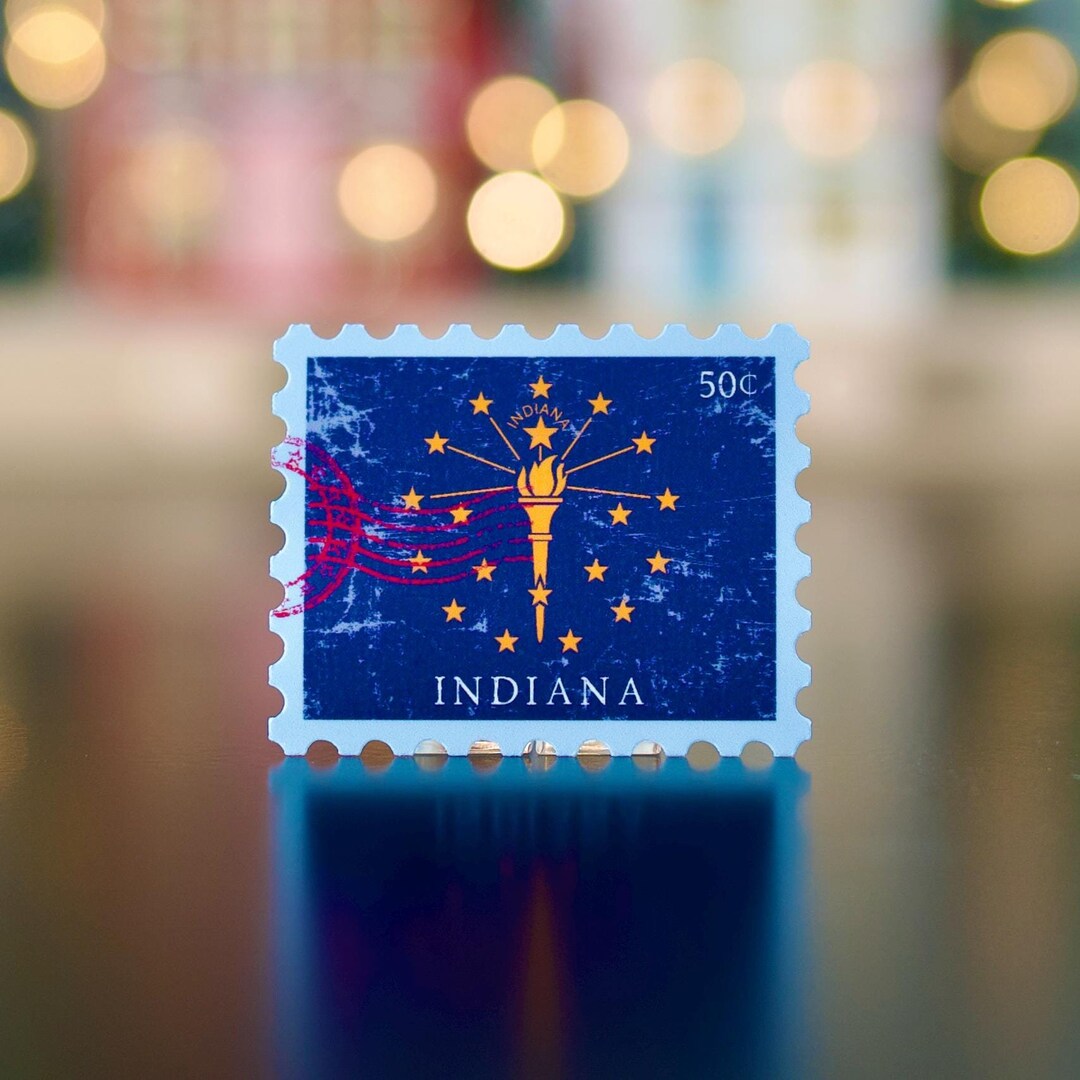 Indiana State Flag Vinyl Sticker | IN Travel Stamp Style | Laptop iPad ...