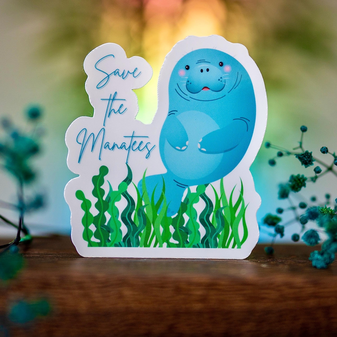 Florida Manatee Vinyl Sticker | Save the Manatees Sticker | Laptop iPad ...