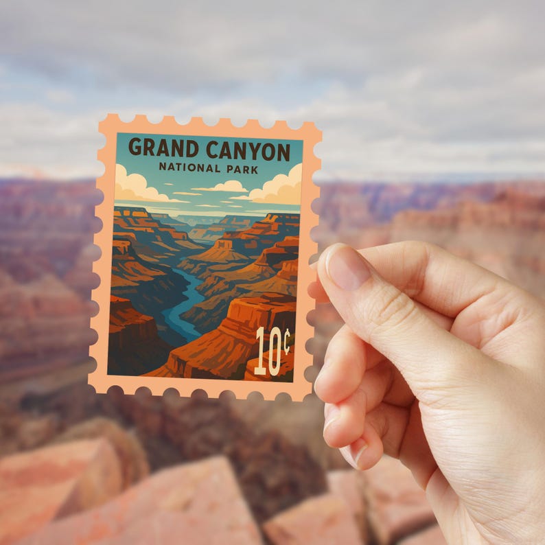 Grand Canyon National Park Postage Stamp Vinyl Travel Sticker | Laptop ...