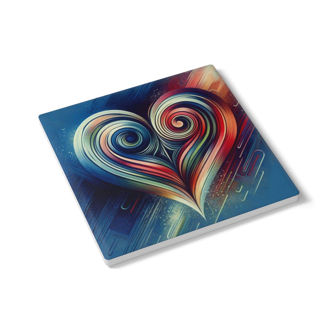 Colorful Heart Ceramic Coaster Set | Artistic Home Decor-cozy - Etsy