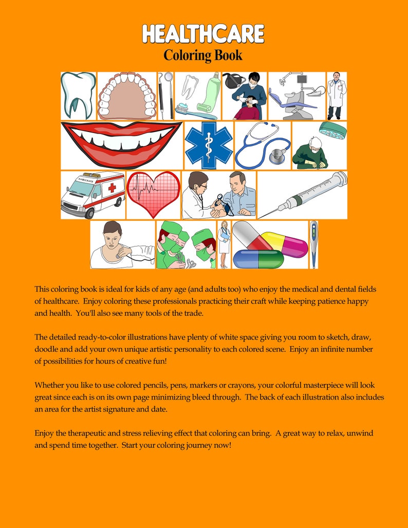 Healthcare Coloring Book - Etsy