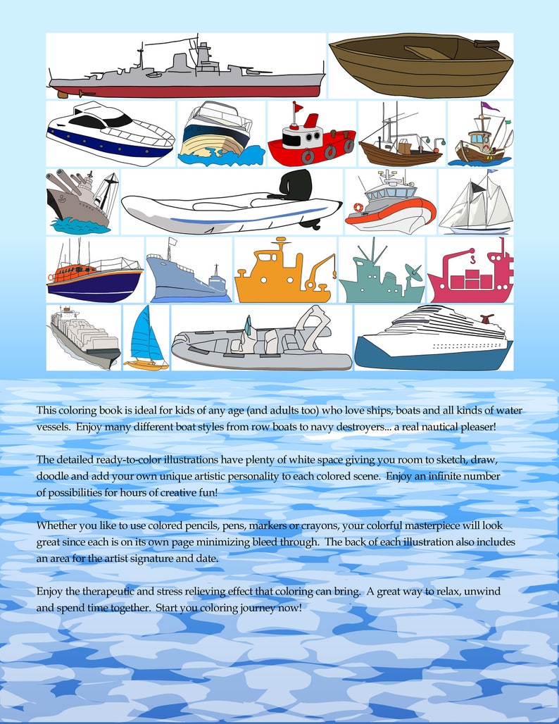 Boats Coloring Book - Etsy