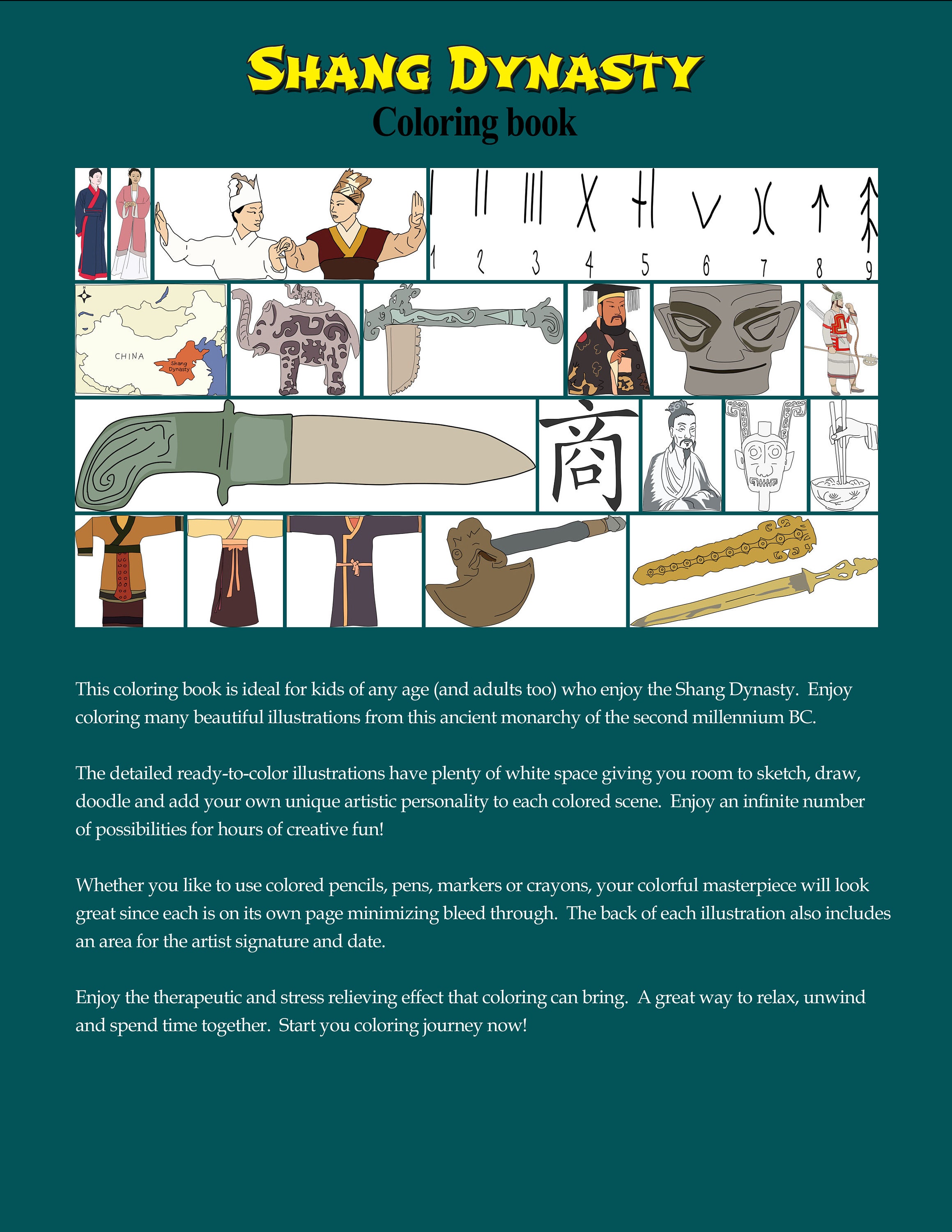 Shang Dynasty Coloring Book - Etsy