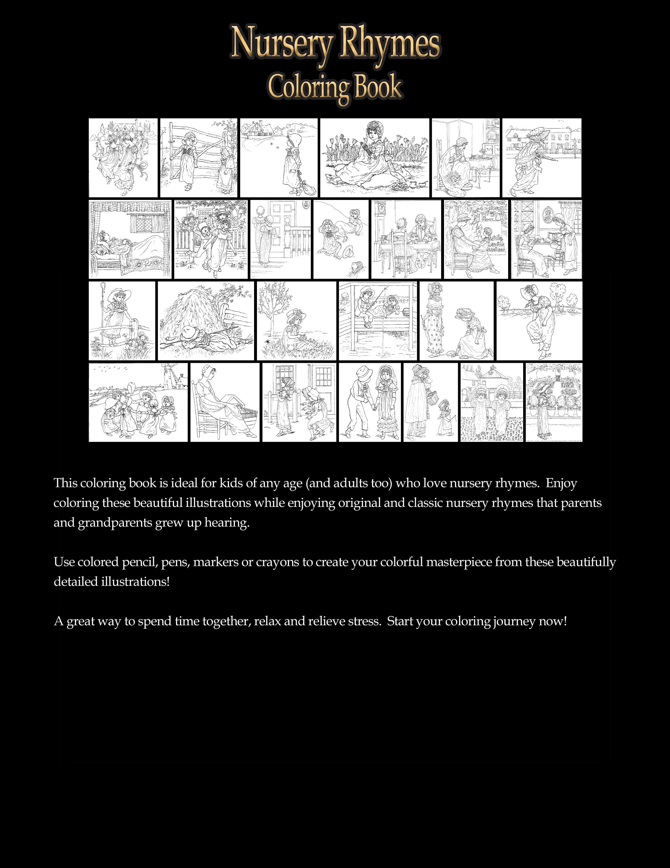 Nursery Rhymes Coloring Book - Etsy