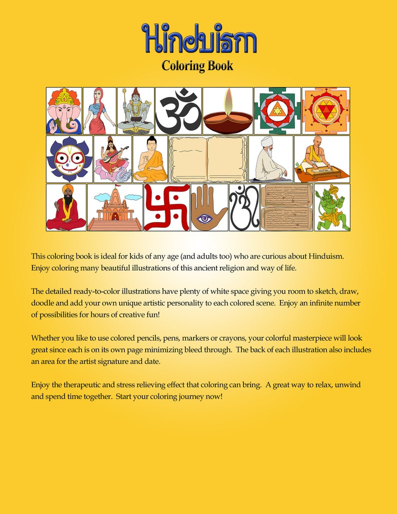Hinduism Coloring Book - Etsy