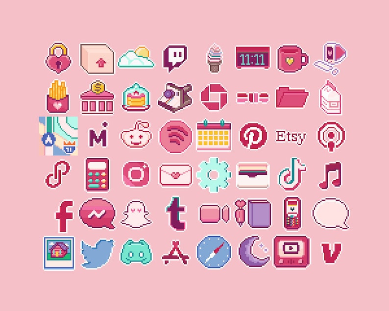 Kawaii 48 Pixel App Icon Pack for Ios / Android - Etsy