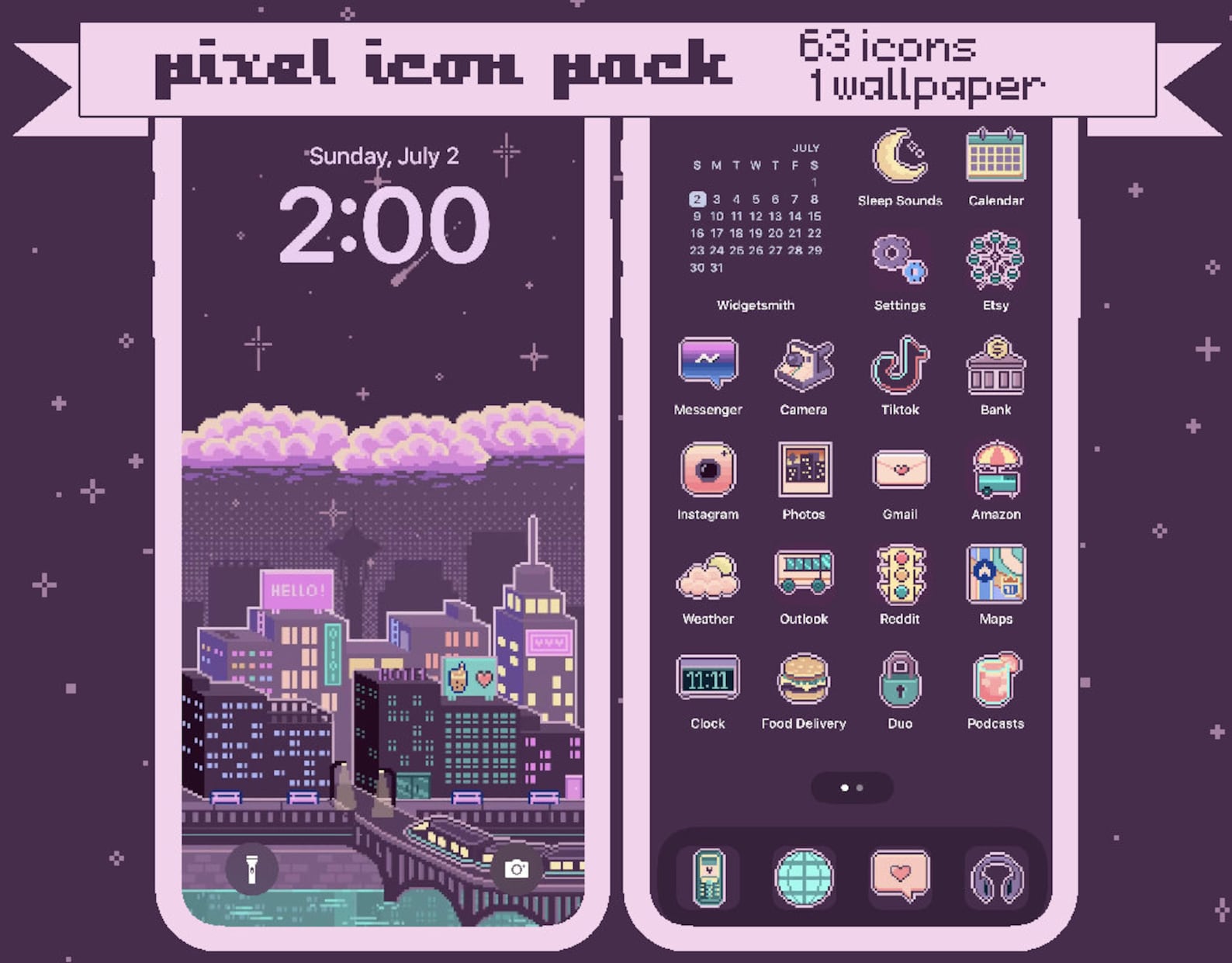 63 Pixel App Icon Pack / City Phone Theme for Ios and Android - Etsy