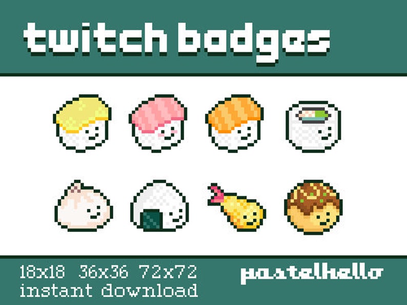 Cute Japanese Pixel Art Twitch Sub Badges Instant Download - Etsy