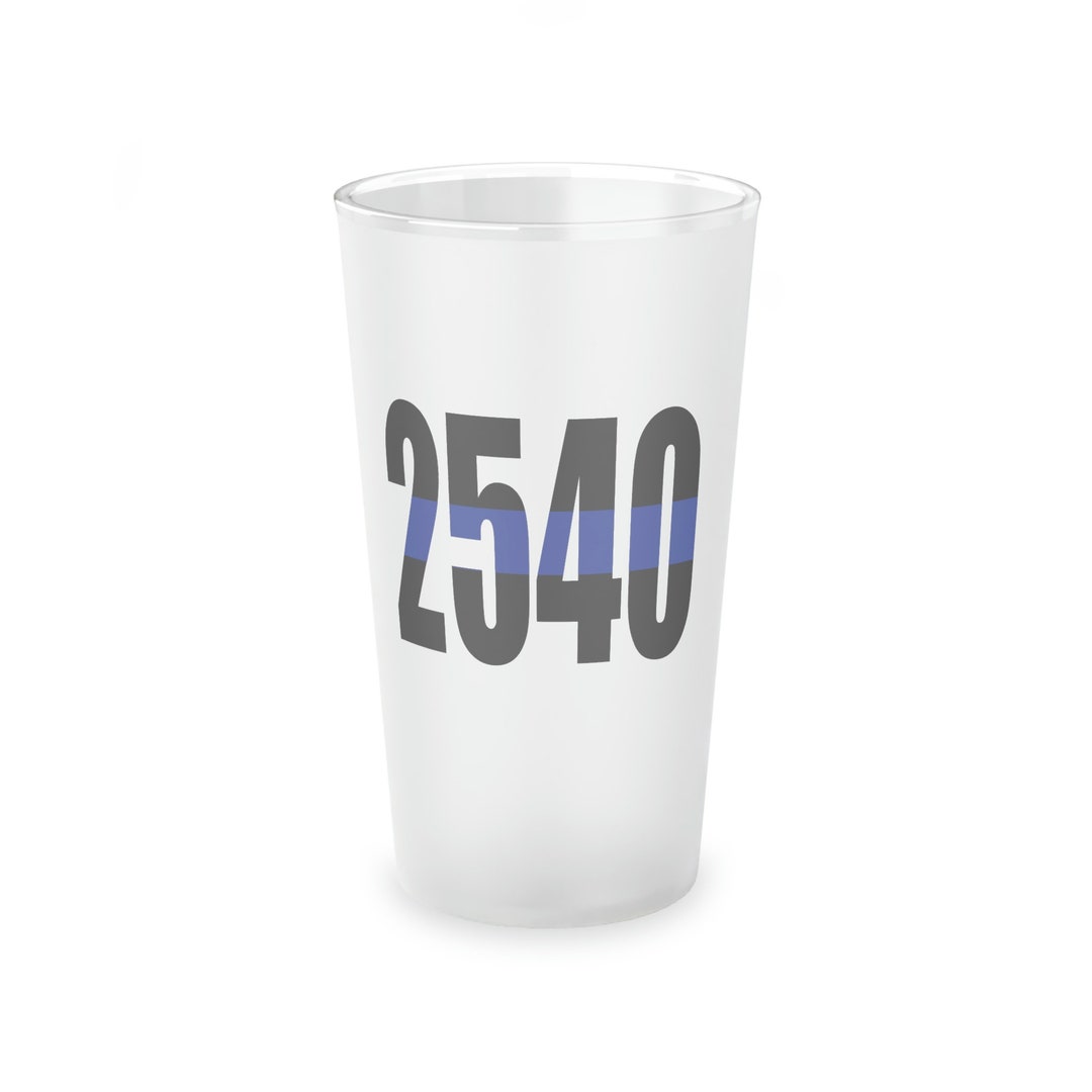 Personalized Police Officer Thin Blue Line Frosted Pint Glass With ...