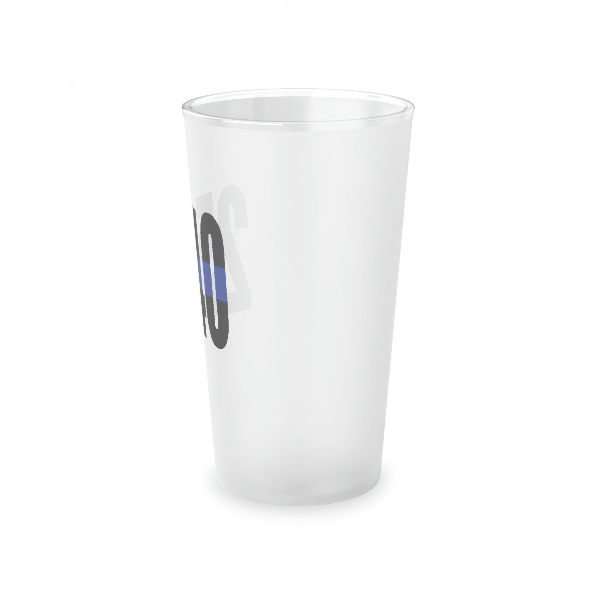 Personalized Police Officer Thin Blue Line Frosted Pint Glass With ...