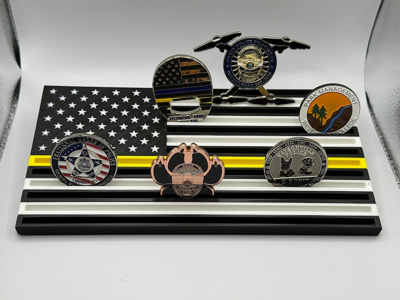 Thin Yellow Line Dispatcher Challenge Coin Holder - 13 Row Display ...