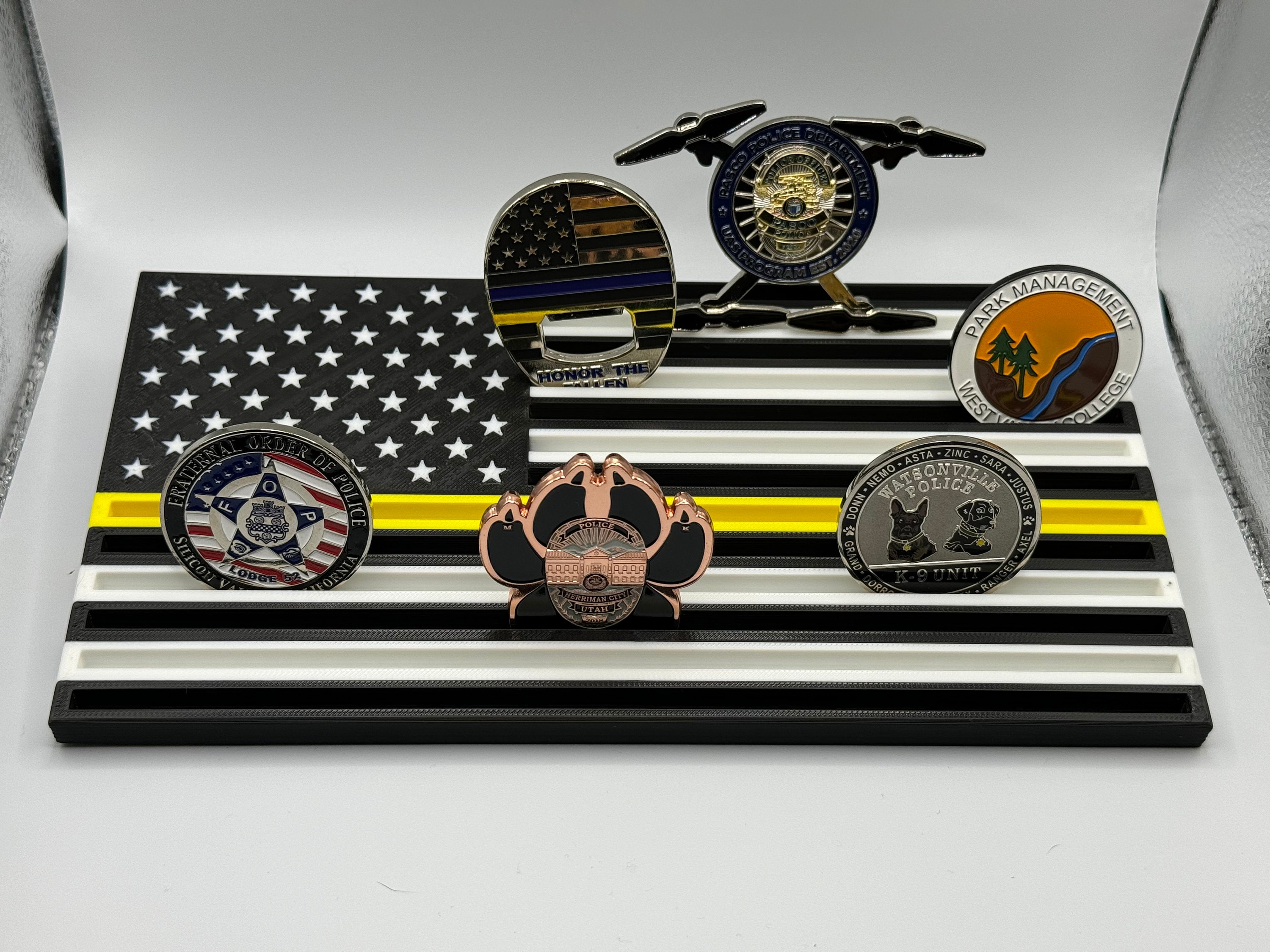 Thin Yellow Line Dispatcher Challenge Coin Holder - 13 Row Display ...