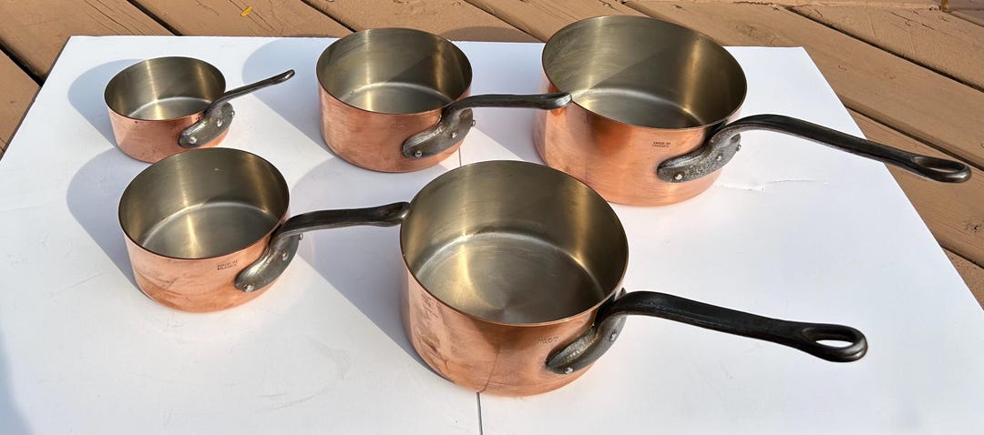 Vintage French Copper Pots, Set of 5, Marked Made in France - Etsy