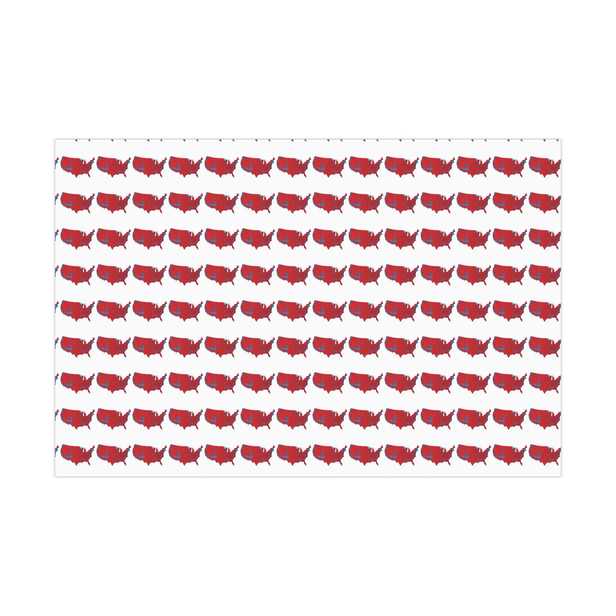 Wrapping Paper, Red America Map Design, Support Trump 2024, Election ...